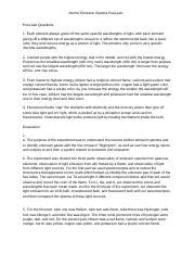 Atomic Spectra Post Lab Atomic Emission Spectra Post Lab Post Lab Questions Each Element