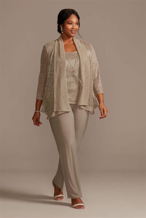Metallic Crinkle Chiffon Three Piece Plus Size Set Davids Bridal In