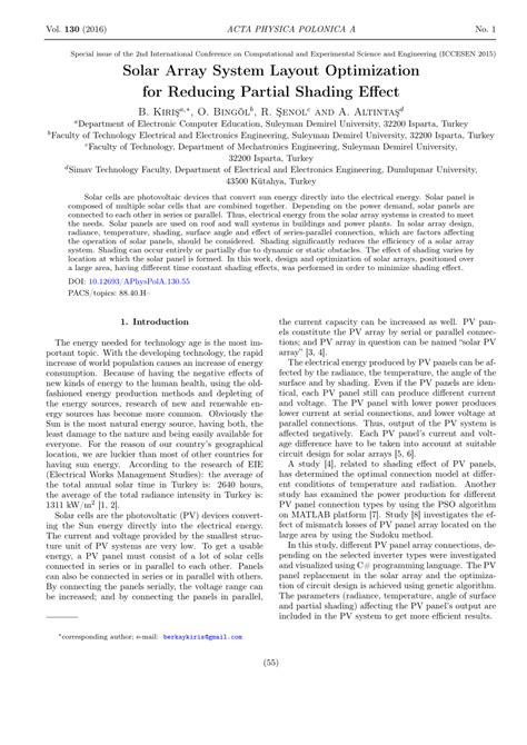 Pdf Solar Array System Layout Optimization For Reducing Partial Shading Effect