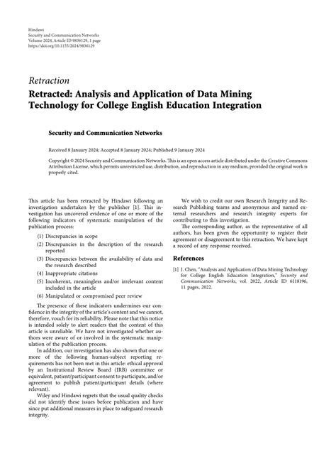 Pdf Retracted Analysis And Application Of Data Mining Technology For