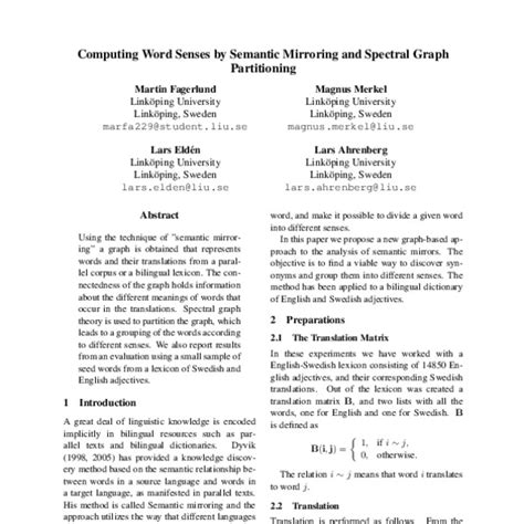Computing Word Senses By Semantic Mirroring And Spectral Graph