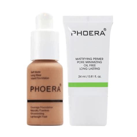 Phoera Liquid Foundation And 24ml Mattifying Makeup Primer Combo Phoera Cosmetics Australia