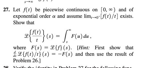 27 let f t be piecewise continuous on [0 ∞ and of