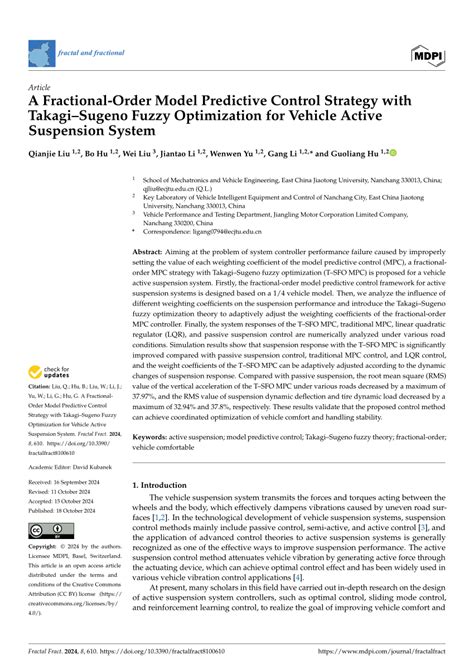 pdf a fractional order model predictive control strategy with takagi