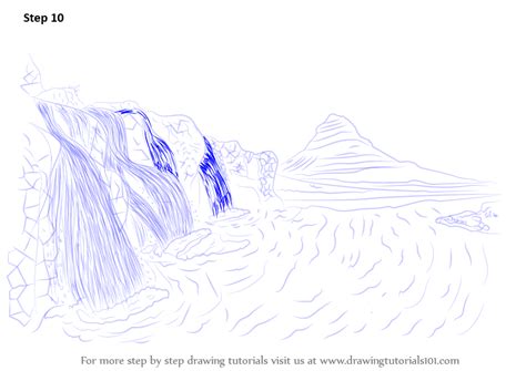 How To Draw Waterfall Scenery Waterfalls Step By Step DrawingTutorials101 Com