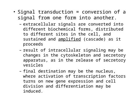 ppt signal transduction conversion of a signal from one form into