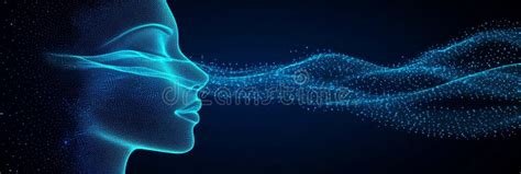 Abstract Portrait Woman S Profile Formed By Glowing Particles With Data