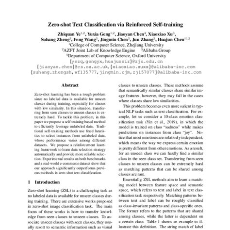 zero shot text classification via reinforced self training acl anthology