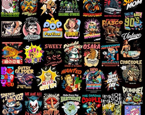 Comic Cartoon T Shirt Designs Pop Art Graphics Png Digital Download