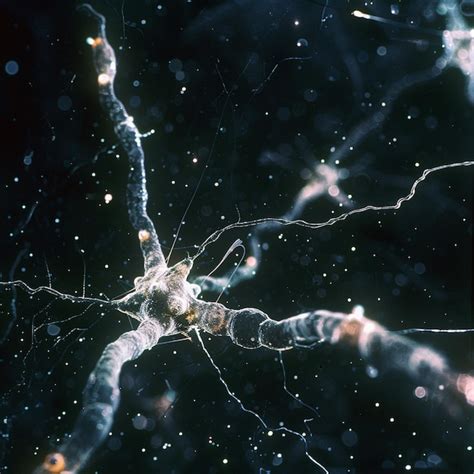 A Closeup View Of A Neuron And Synapse With Electrical Impulses