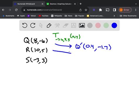 Solved Triangle Qrs Has Vertices Q 8 6 R 10 5 And S 3 3 What Are The Coordinates Of