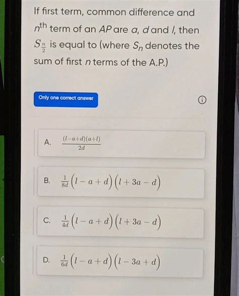 If First Term Common Difference And Nth Term Of An Ap Are A D And L