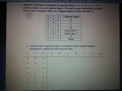 Solved 2 Based On A 3 Bit Input We Would Like To Output The