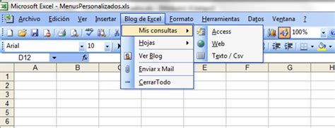 menús personalizados en excel