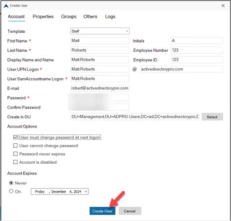 how to create a new active directory user account active directory pro