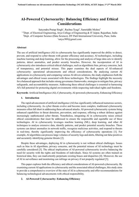 Pdf Ai Powered Cybersecurity Balancing Efficiency And Ethical