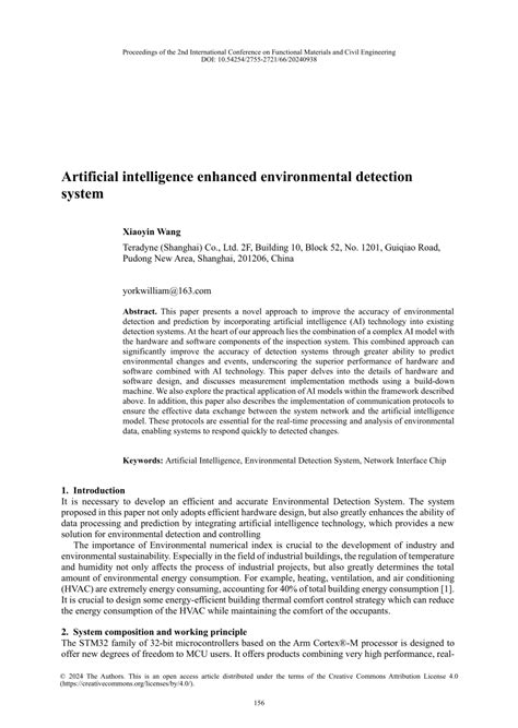 Pdf Artificial Intelligence Enhanced Environmental Detection System