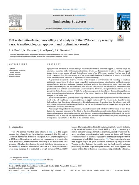 Pdf Full Scale Finite Element Modelling And Analysis Of The 17th