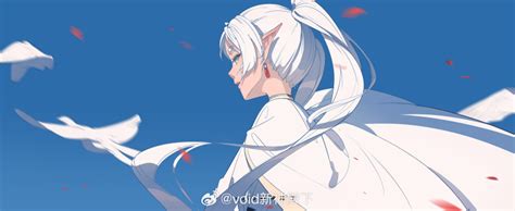 Void 0 Frieren Sousou No Frieren Highres 1girl Artist Name Bird Blue Sky Capelet