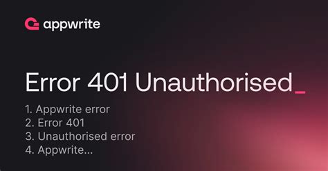 Error 401 Unauthorised Threads Appwrite