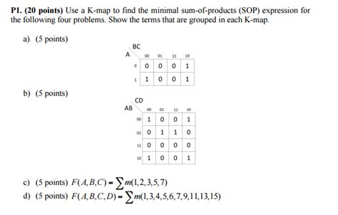 solved use a k map to find the minimal sum of products sop