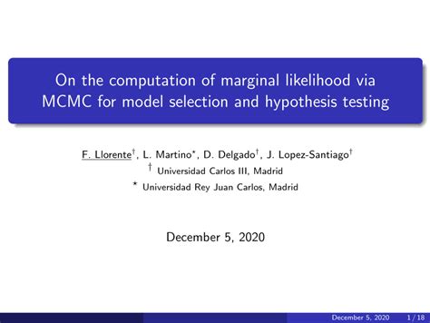 pdf on the computation of marginal likelihood via mcmc for model