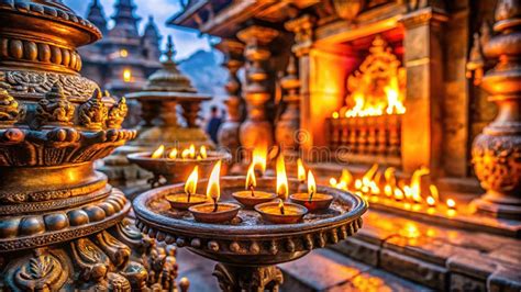 Intriguing Deepmal Oil Lamps Illuminate An Ashtavinayak Temple In Maharashtra India A Detailed