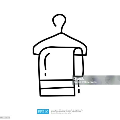 옷걸이에 걸어 놓은 수건의 간단한 선 그리기로 개인 또는 상업 공간의 청결과 정리를 나타냅니다 0명에 대한 스톡 벡터 아트 및 기타 이미지 Istock