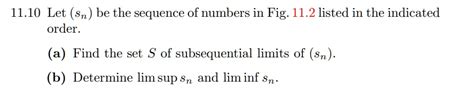 1110 let sn be the sequence of numbers in fig 112 listed in the