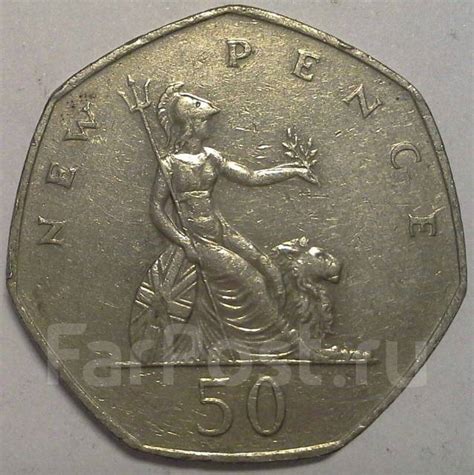 Великобритания. 50 пенсов 1980 года. Большая красивая монета, б/у, в ...