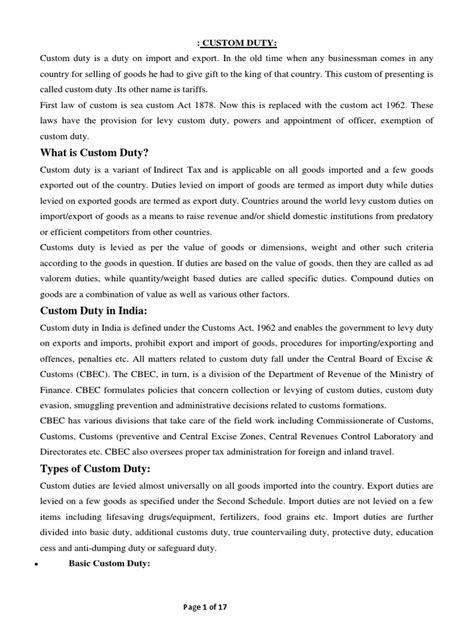 Basics Of Custom Pdf Tax Deduction Tariff