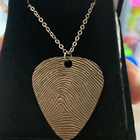 Custom Personalized Fingerprint Guitar Pick Necklace Etsy