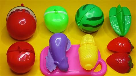 #Fruits ASMR| Cutting corn eggplant and fruits plastic| Fruit and ...