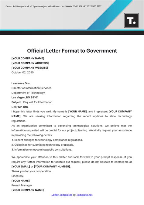 Example Official Letter Format Official Letter Format With Subject