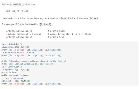 Solved Add In A Function Def Iscyclicself That Checks If