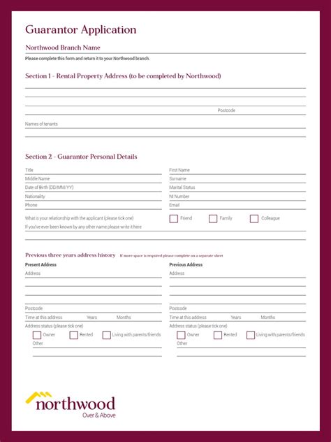 Guarantor Application Form Fillable Pdf