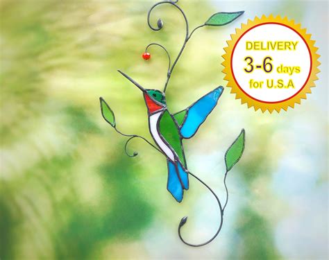 Hummingbird Stained Glass Window Hangingscrystal Suncatcher Inspire