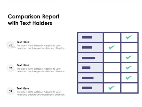 Comparison Report With Text Holders Ppt Powerpoint Presentation Summary Themes Pdf