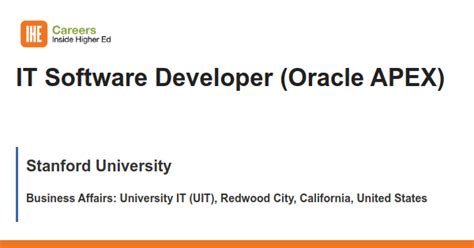 IT Software Developer Oracle APEX Job With Stanford University