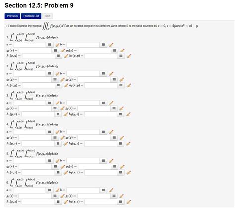 solved express the integral tripleintegral e f x y z dv as