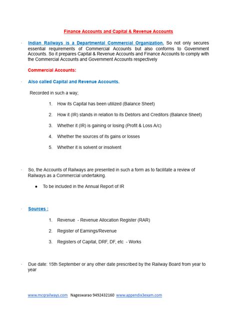 Accounts Code Chapter 2 Structure Of Railway Accounts Pdf