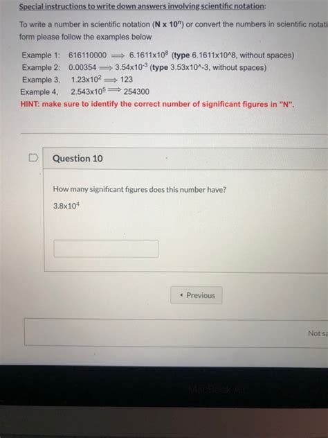 solved special instructions to write down answers involving