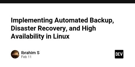 Implementing Automated Backup Disaster Recovery And High Availability