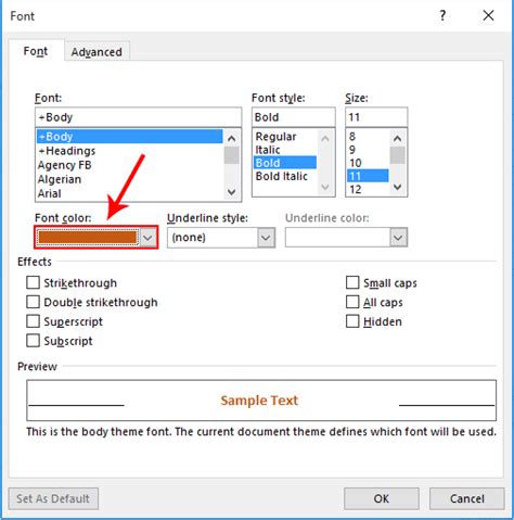 Change The Default Font Or Text Color For Email Messages Outlook Images
