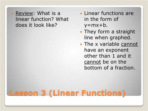PPT Lesson 3 Linear Functions PowerPoint Presentation Free Download ID 2650324