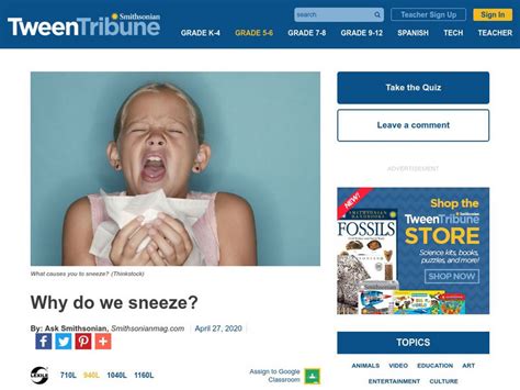 tween tribune week of 4 4 16 why do we sneeze article for 3rd 6th