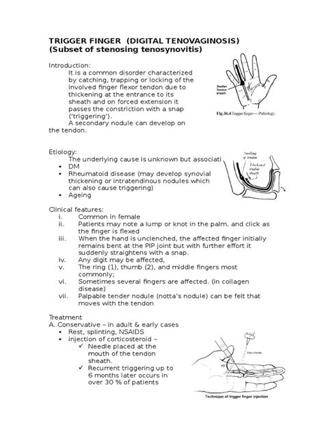 Trigger Finger Digital Tenovaginosis Subset Of Stenosing