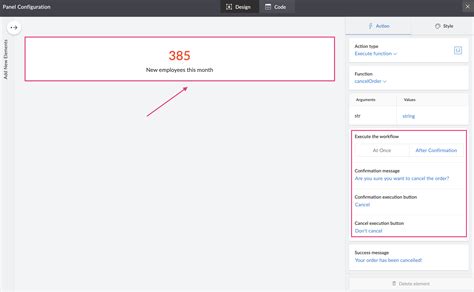 configure actions to associate to a panel zoho creator help