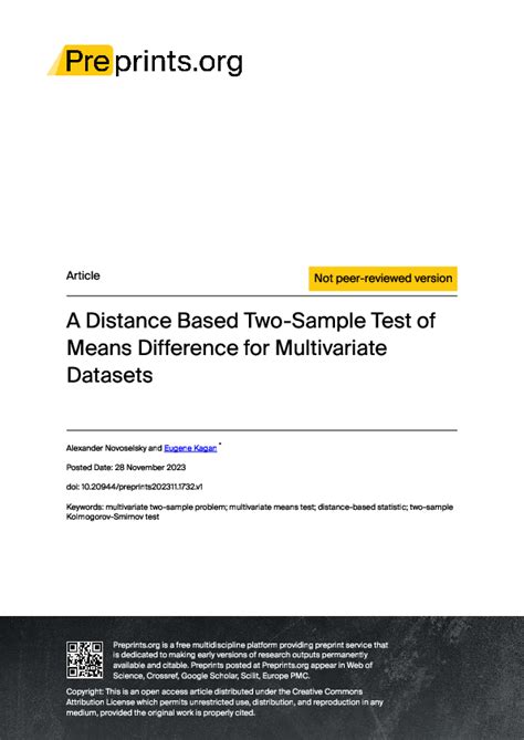 pdf a distance based two sample test of means difference for