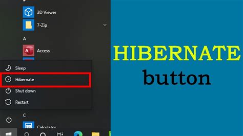 How To Get Hibernate Button To Windows 10 Power Menu Youtube
